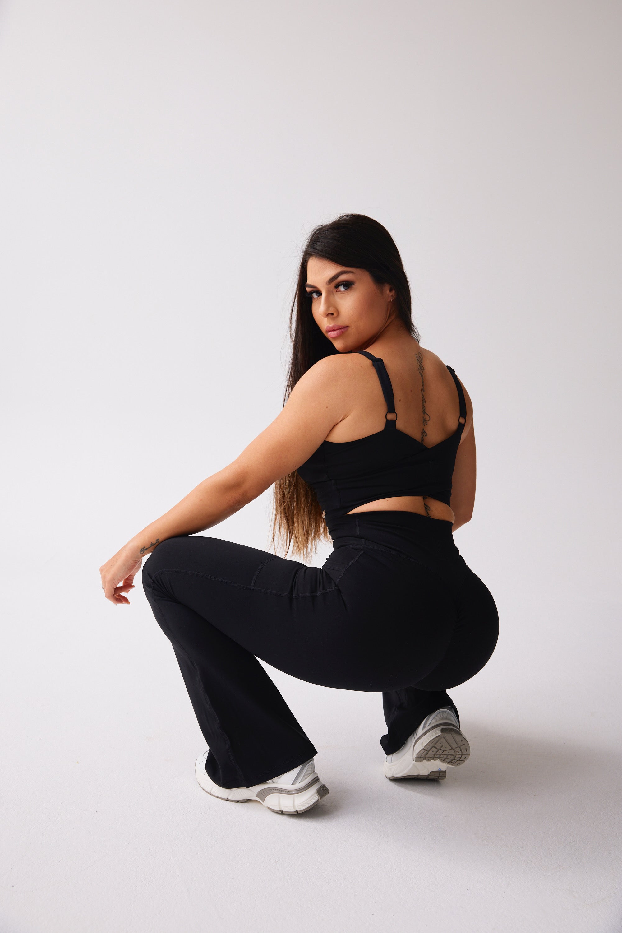 Flared Leggings 'Flaunt And Flow' - Midnight Black (MEDIUM-LONG length ...